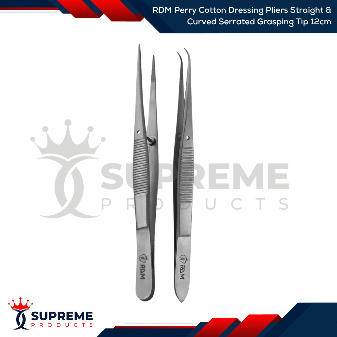RDM Perry Cotton Dressing Pliers Straight & Curved Serrated Grasping ...